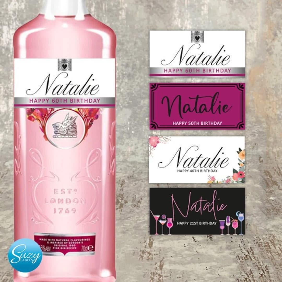Pink Gin Gift - Personalised Gin Label - Special Birthday Gift - Gin ...