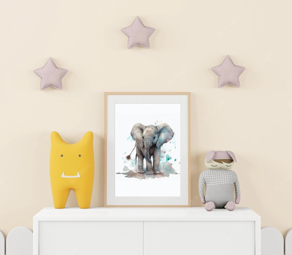 Cute Baby Elephant Watercolor Art, Digital Download, Forest Animal - Etsy