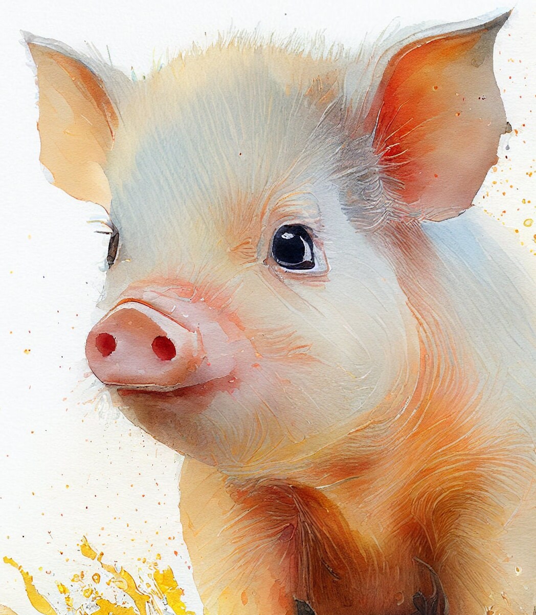 Cute Baby Pig Wall Art, Digital Download, Cute Farm Animals - Etsy