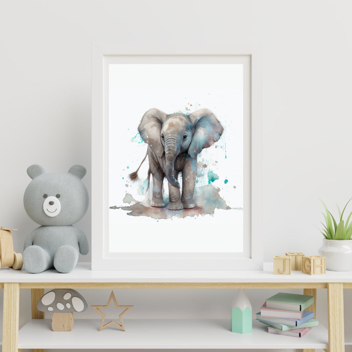 Cute Baby Elephant Watercolor Art, Digital Download, Forest Animal - Etsy