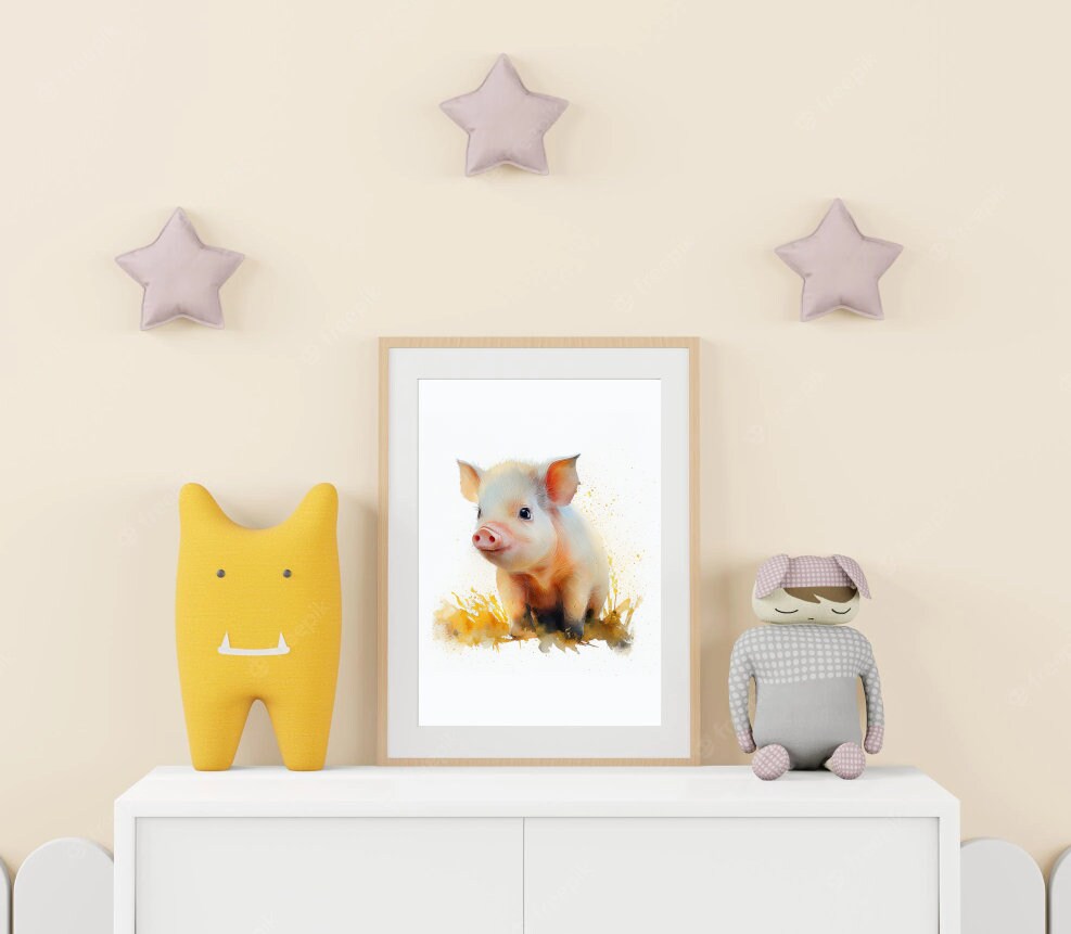 Cute Baby Pig Wall Art, Digital Download, Cute Farm Animals - Etsy
