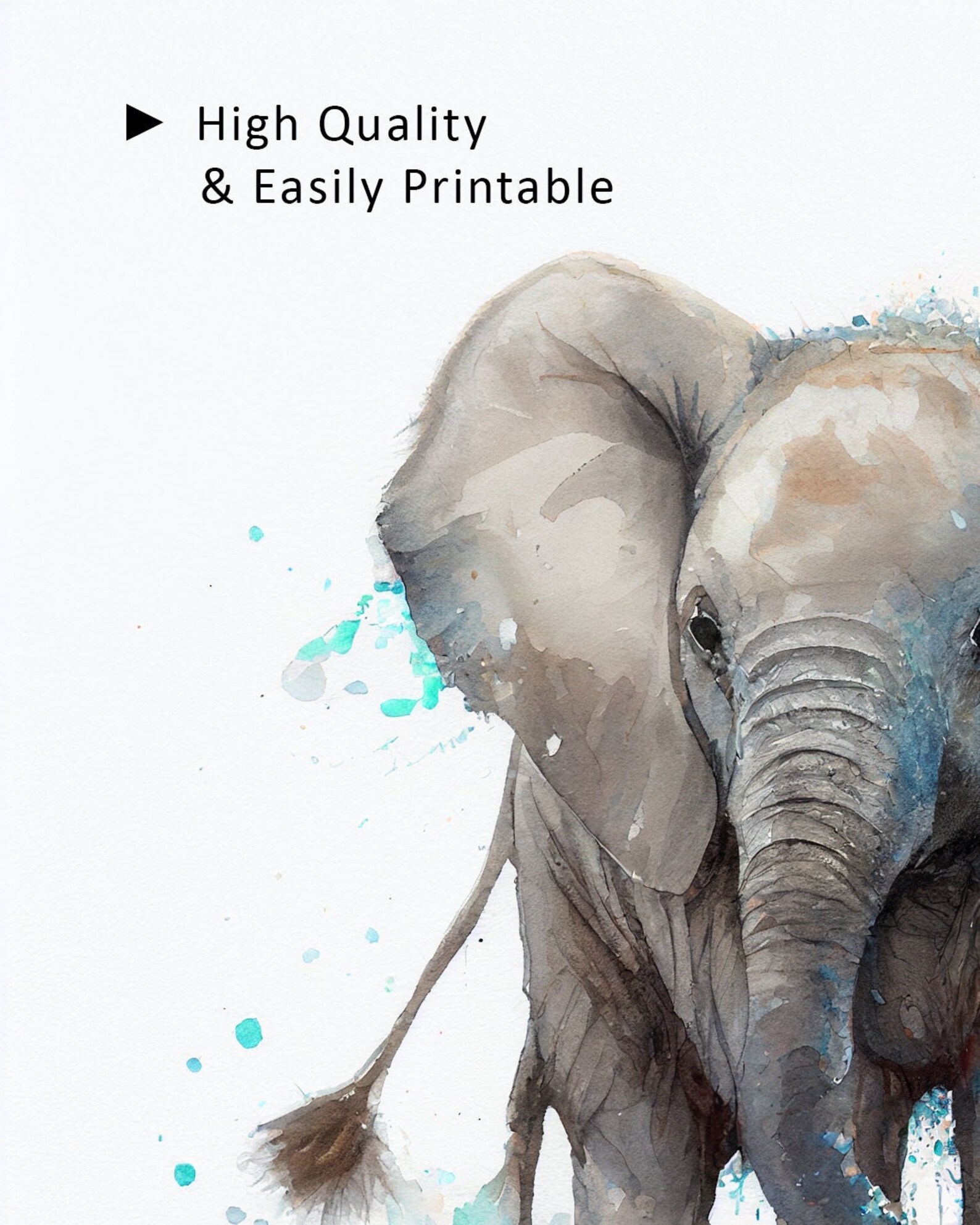 Cute Baby Elephant Watercolor Art, Digital Download, Forest Animal - Etsy