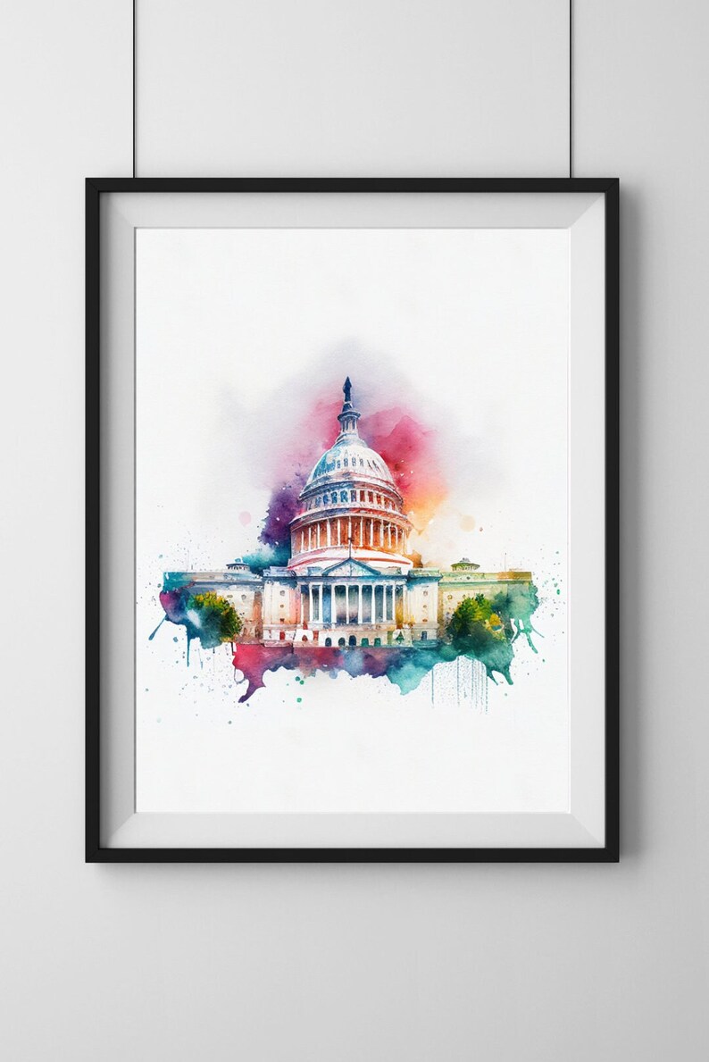Watercolor of the US Capitol Building, Washington DC, Wall Art, Digital ...