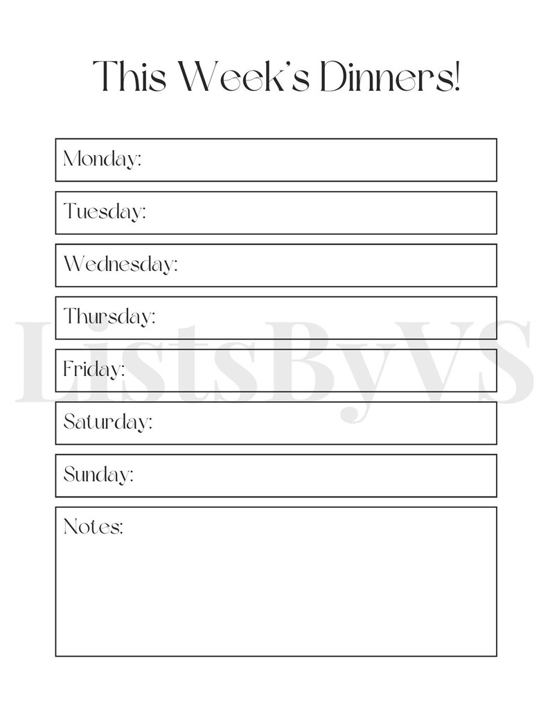 Weekly Dinner Planner | Printable Weekly Dinner Planner | Meal Planner ...