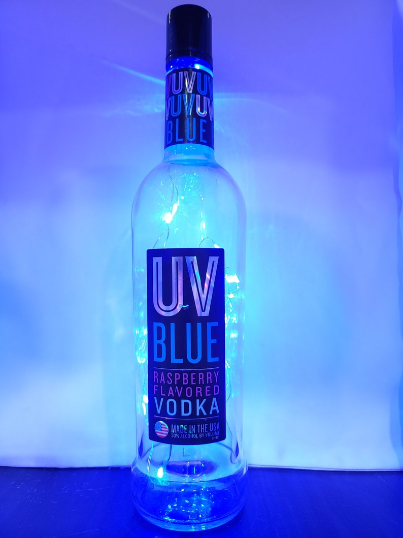 UV Blue Vodka Liquor Bottle Light Decor. for Bar, Den, Family Room, Man ...