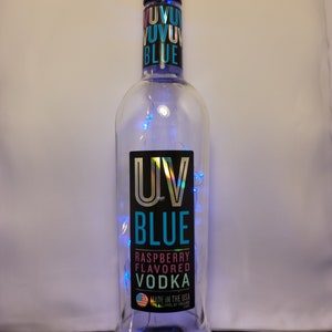 UV Blue Vodka Liquor Bottle Light Decor. for Bar, Den, Family Room, Man ...
