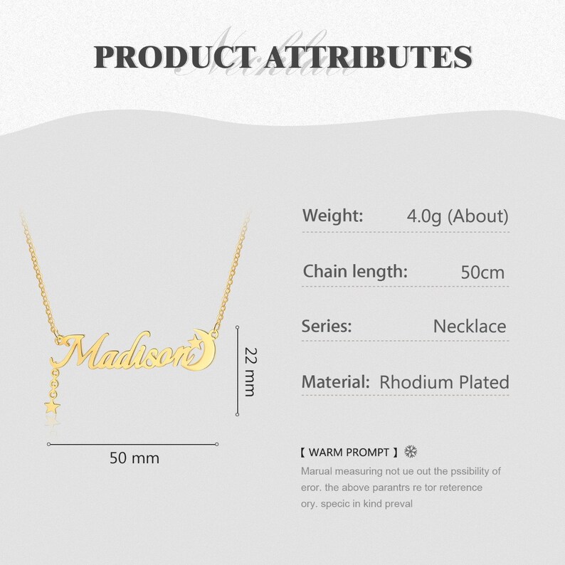 Star and Moon Name Necklace, Personalized Jewelry, Astrological ...