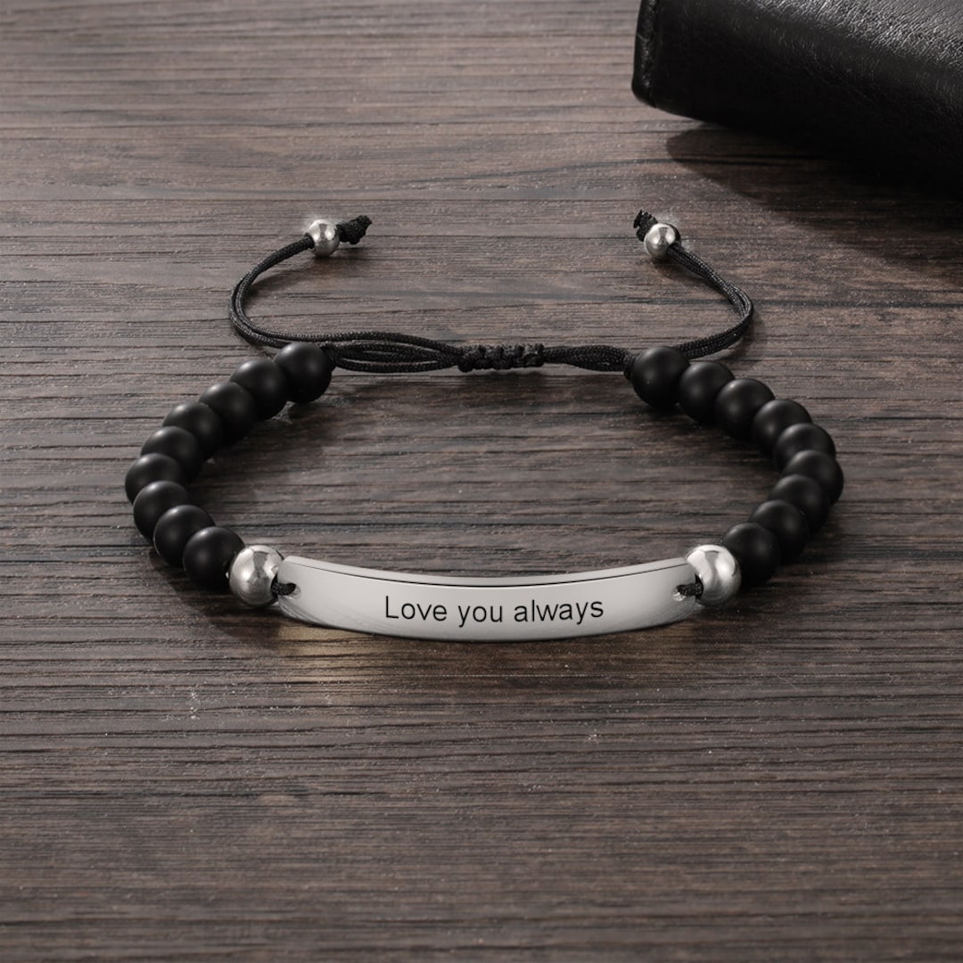 Personalized Name Mens Beaded Bracelet, Custom Birthday Day Gift for ...