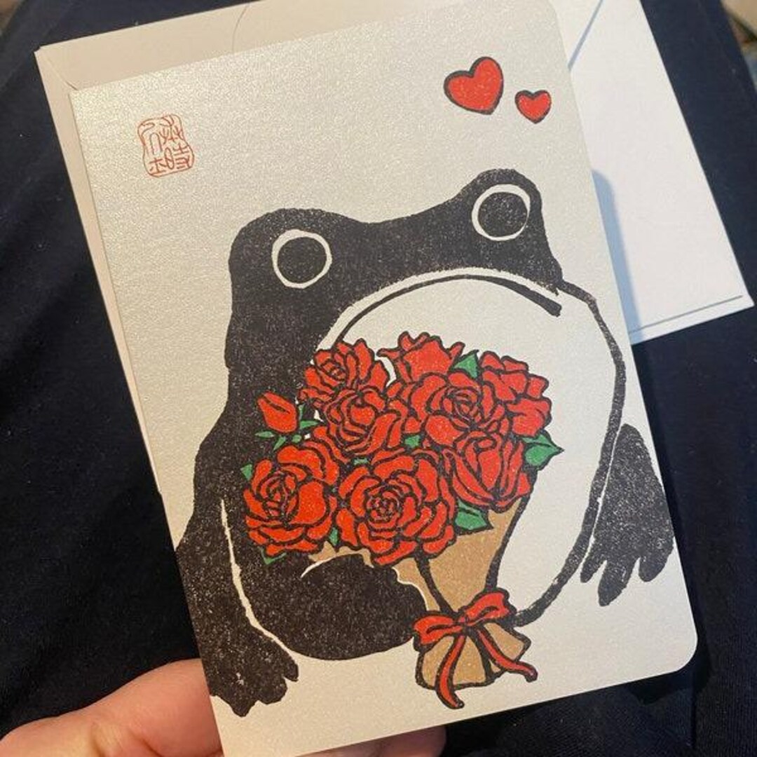 Japanese Greeting Card - Frog Greeting Card - Romantic Ezen Frog - Etsy