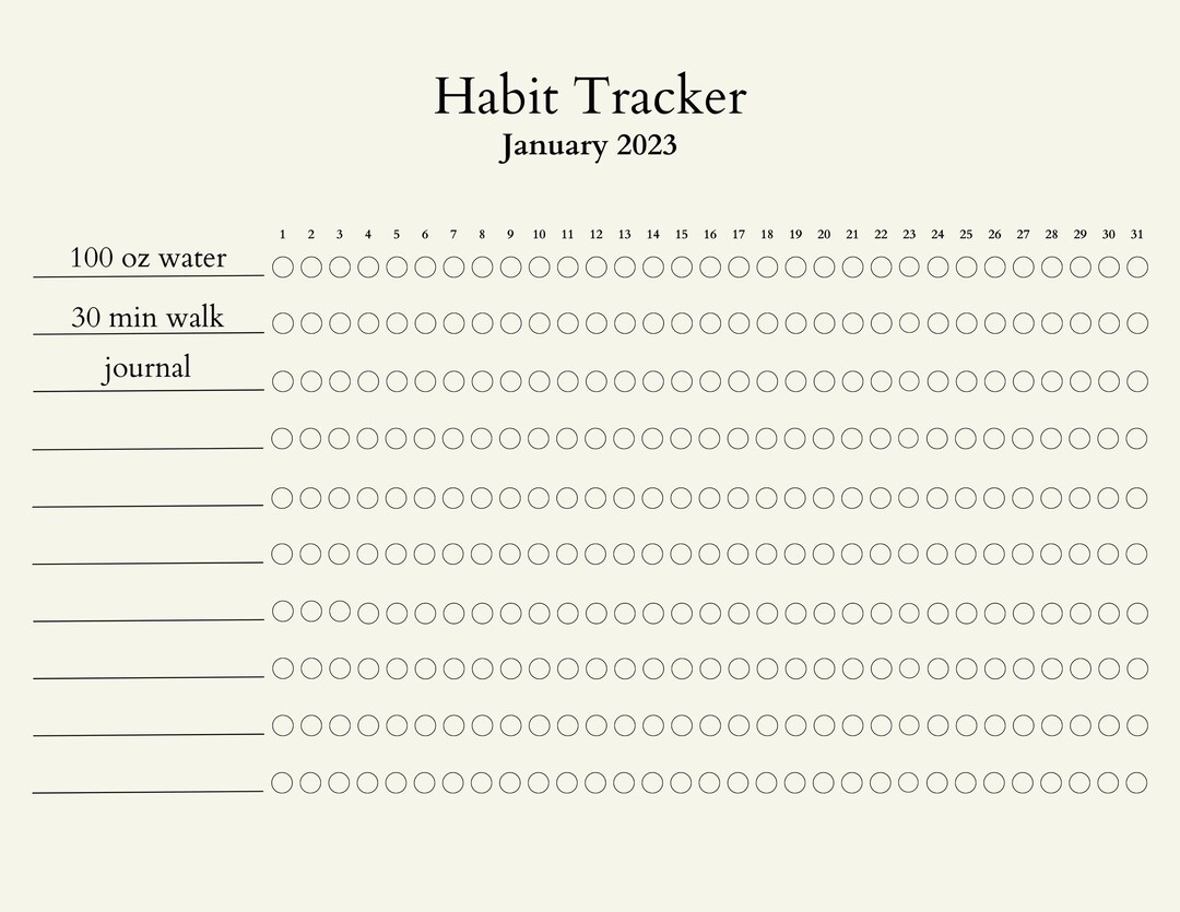 Simple Habit Tracker Monthly 2023 Habit Tracker Customizable Digital ...