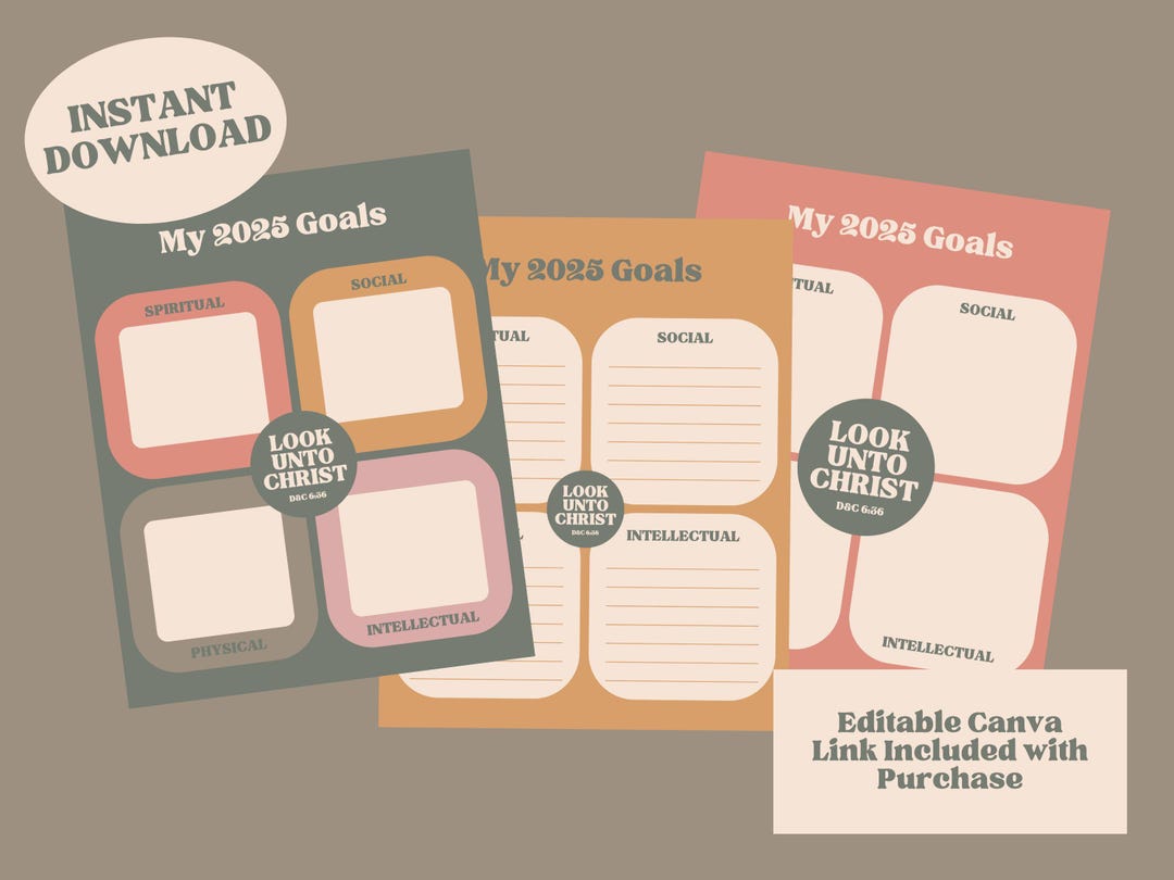 2025 LDS Youth Theme Printable Goal Tracker | Come Unto Christ ...