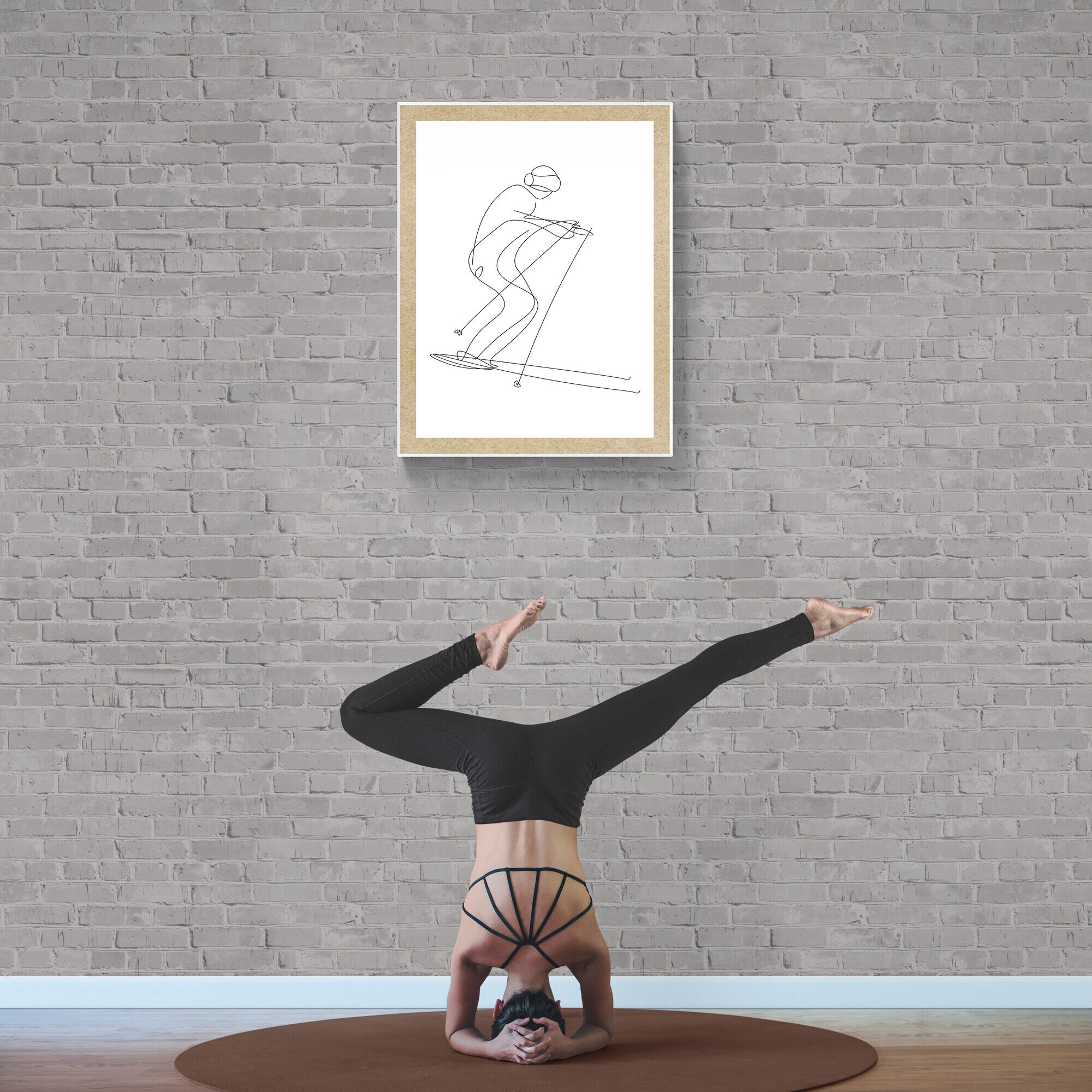 Minimalist Skiing Line Drawing Printable Wall Art Sports Fan - Etsy