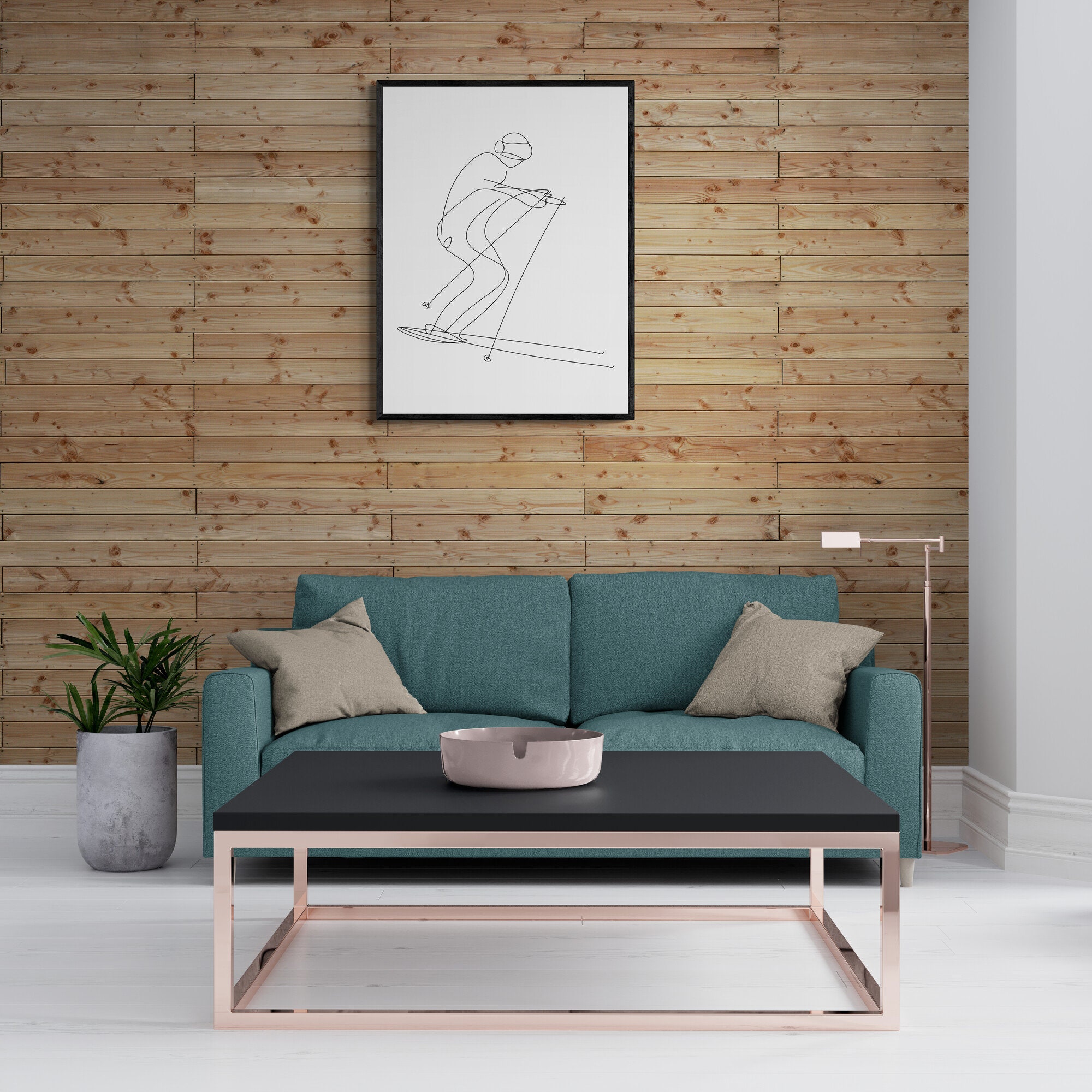 Minimalist Skiing Line Drawing Printable Wall Art Sports Fan - Etsy