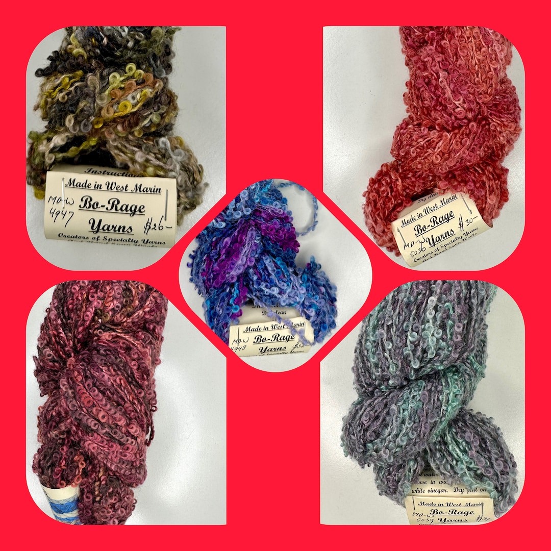 BO-RAGE Boucle Yarns- 5 Color Choices & Hank Size - Mohair/silk/wool ...