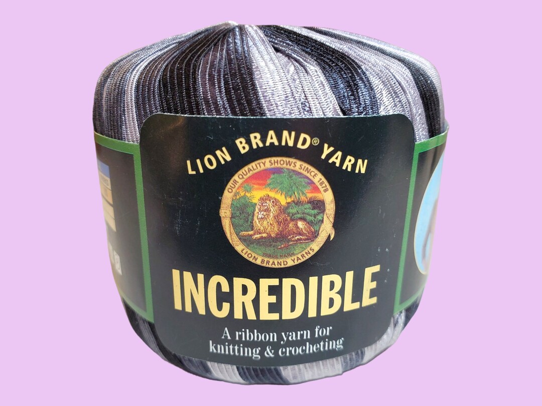 LION BRAND INCREDIBLE Ribbon Yarn - Silver & Black - Raider Colors ...