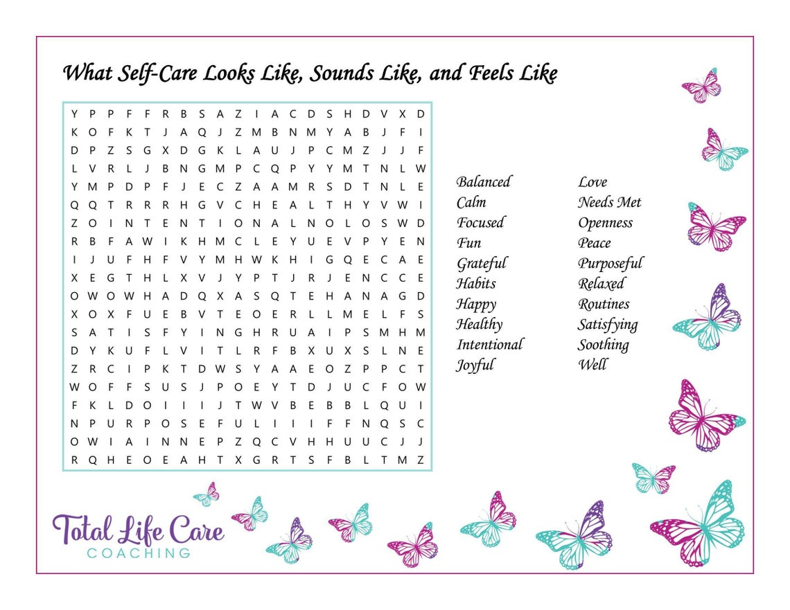 Self-care Word Search - Etsy