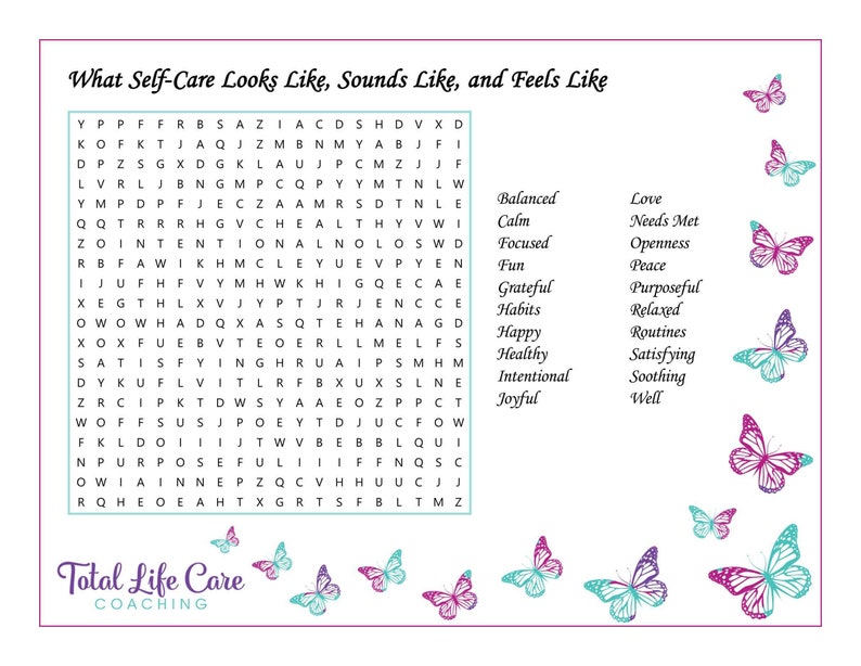 Self-care Word Search - Etsy