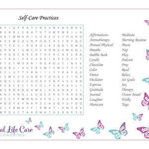 Self-care Word Search - Etsy