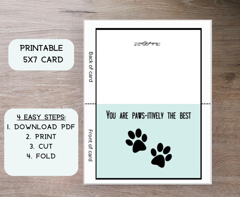 You're Paws-itively the Best Card. Printable Any Occasion Greeting Card ...