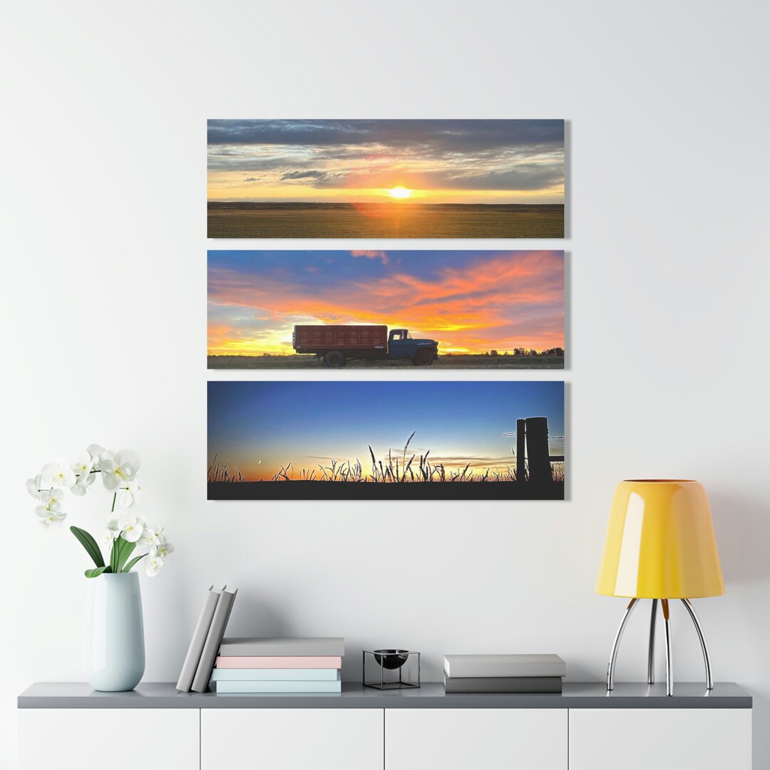 Blue and Orange Acrylic Prints triptych - Etsy