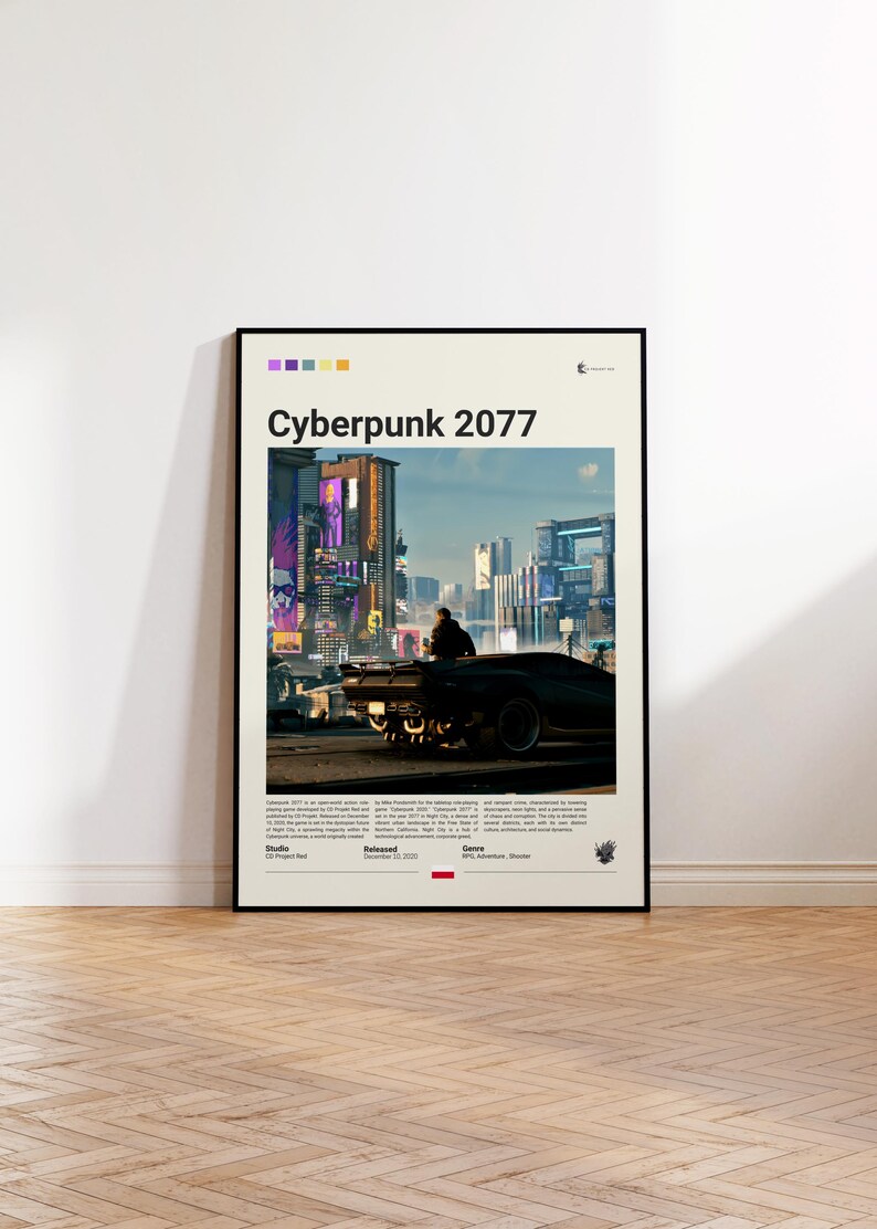 Cyberpunk 2077 Poster, Cyberpunk Gift, Video Game Poster, Minimalist ...