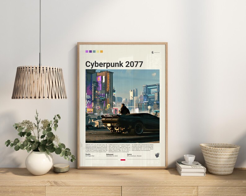 Cyberpunk 2077 Poster, Cyberpunk Gift, Video Game Poster, Minimalist ...
