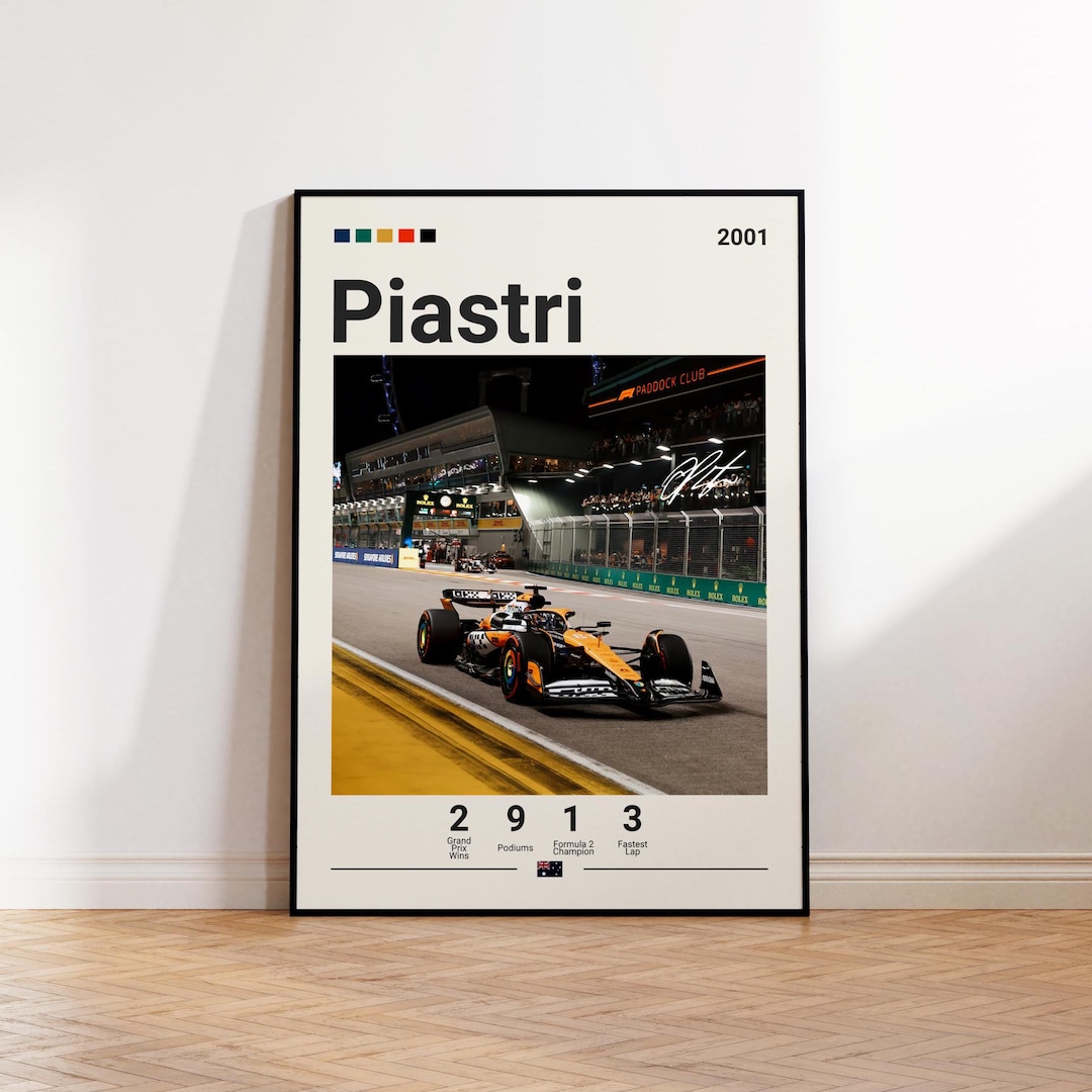 Affiche Oscar Piastri, affiche McLaren F1, art mural formule 1 ...
