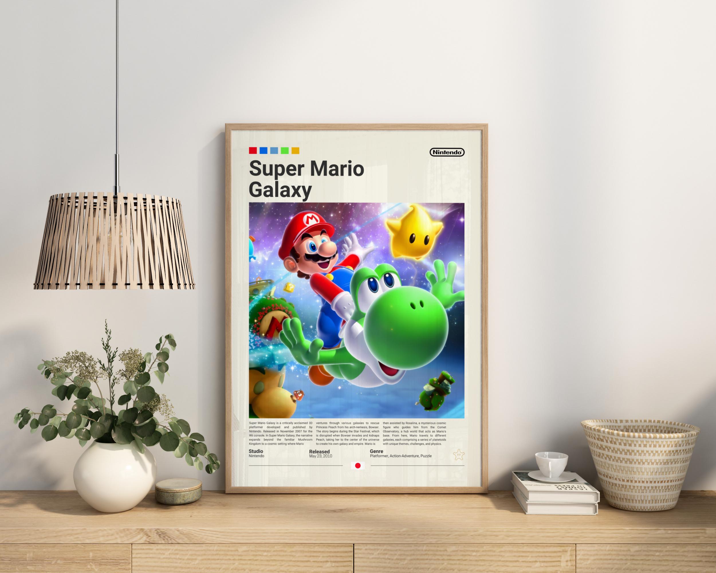 Super Mario Galaxy Poster, Mario Poster, Video Game Poster, Minimalist ...