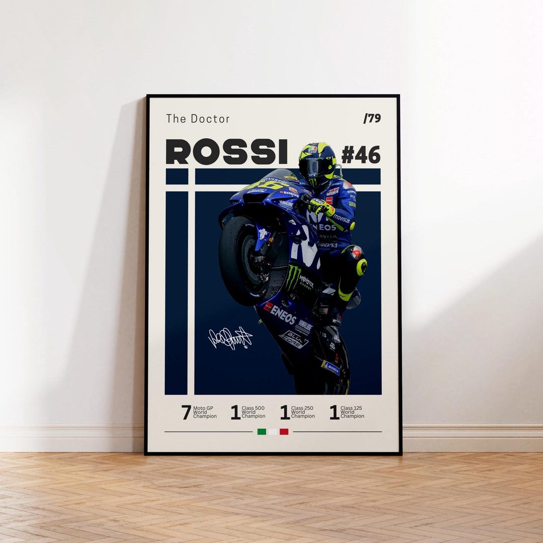 Valentino Rossi Poster, Moto GP Poster, Racing Wall Art, Moto GP Print ...