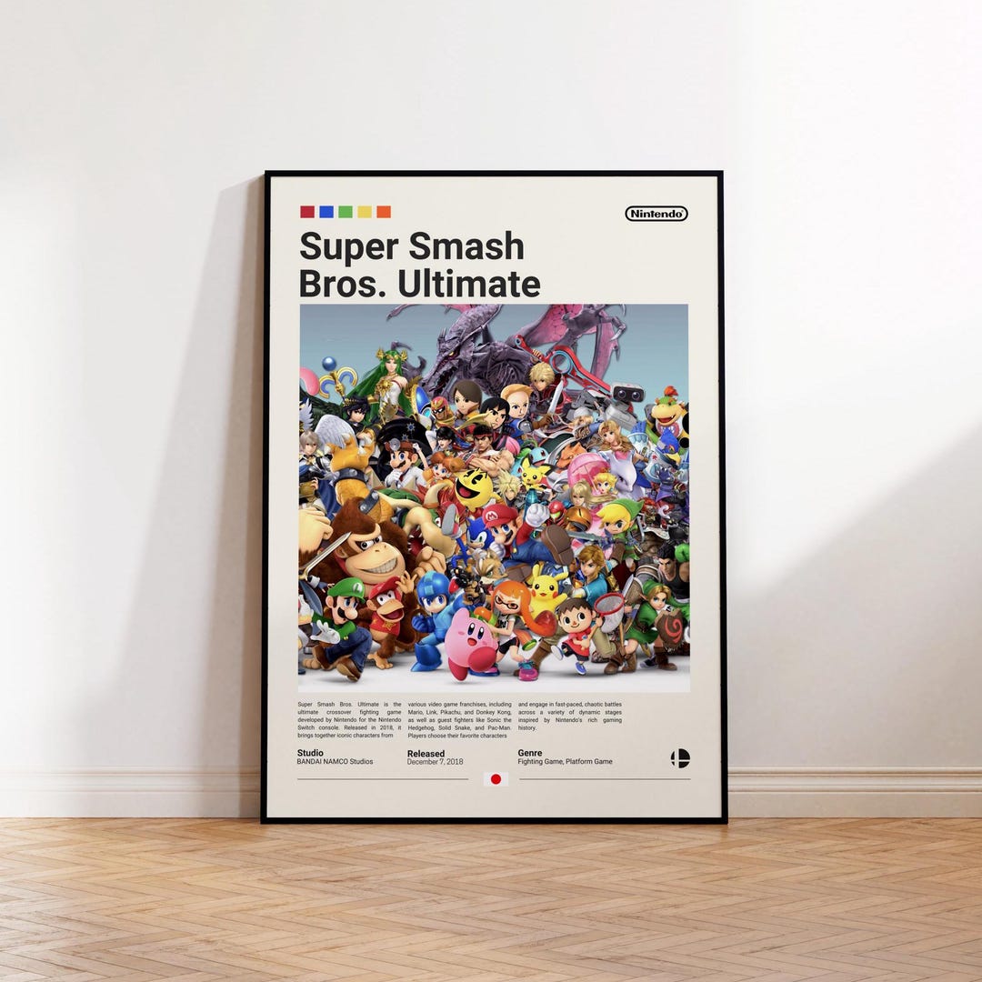 Super Smash Bros Ultimate Poster, Video Game Poster, Super Smash Bros ...