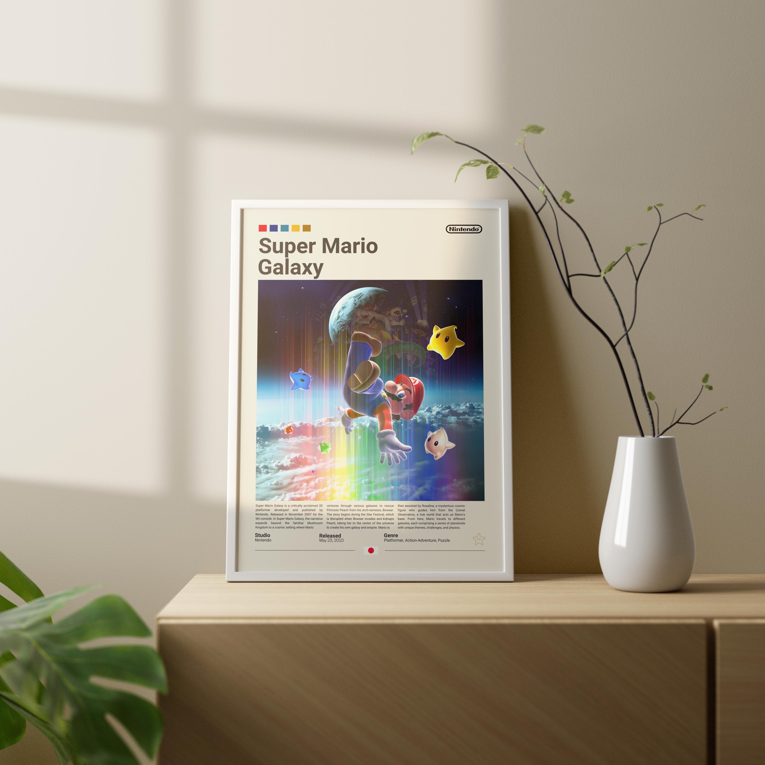 Super Mario Galaxy Poster, Mario Poster, Video Game Poster, Minimalist ...