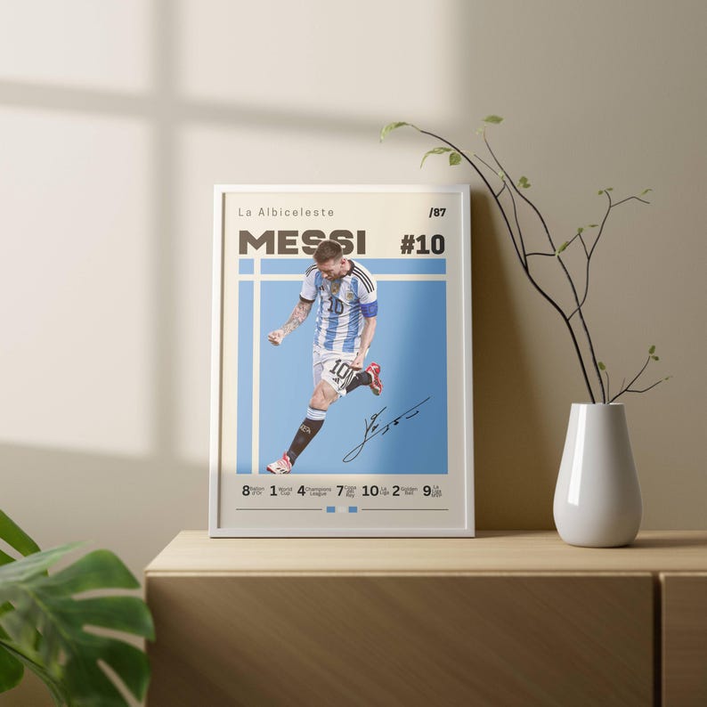 Lionel Messi Poster, Argentina Football Print, Messi Fan Gift, Soccer ...