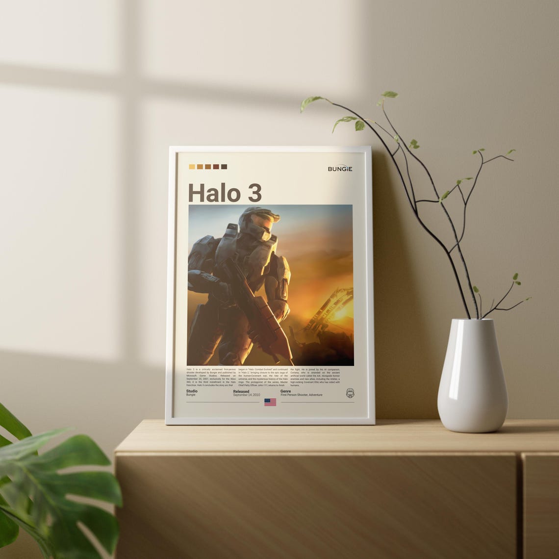 Halo 3 Poster, Halo Fan Gift, Halo Print, Video Game Poster, Minimalist ...