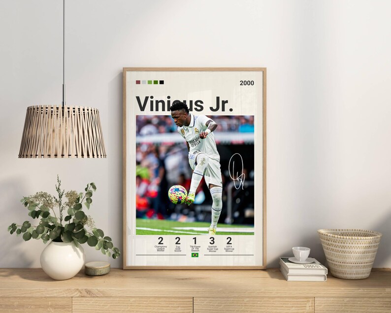 Vinicius Poster, Real Madrid Print, Vinicius Fan Gift, Soccer Gifts ...