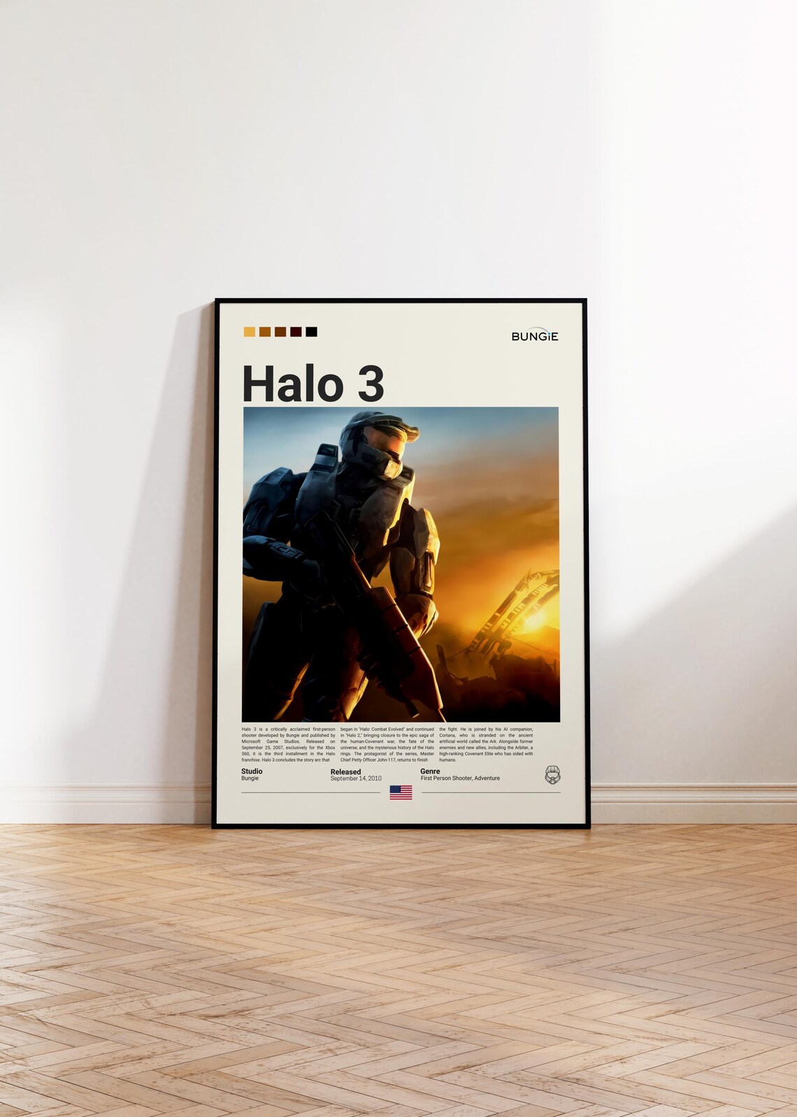 Halo 3 Poster, Halo Fan Gift, Halo Print, Video Game Poster, Minimalist ...
