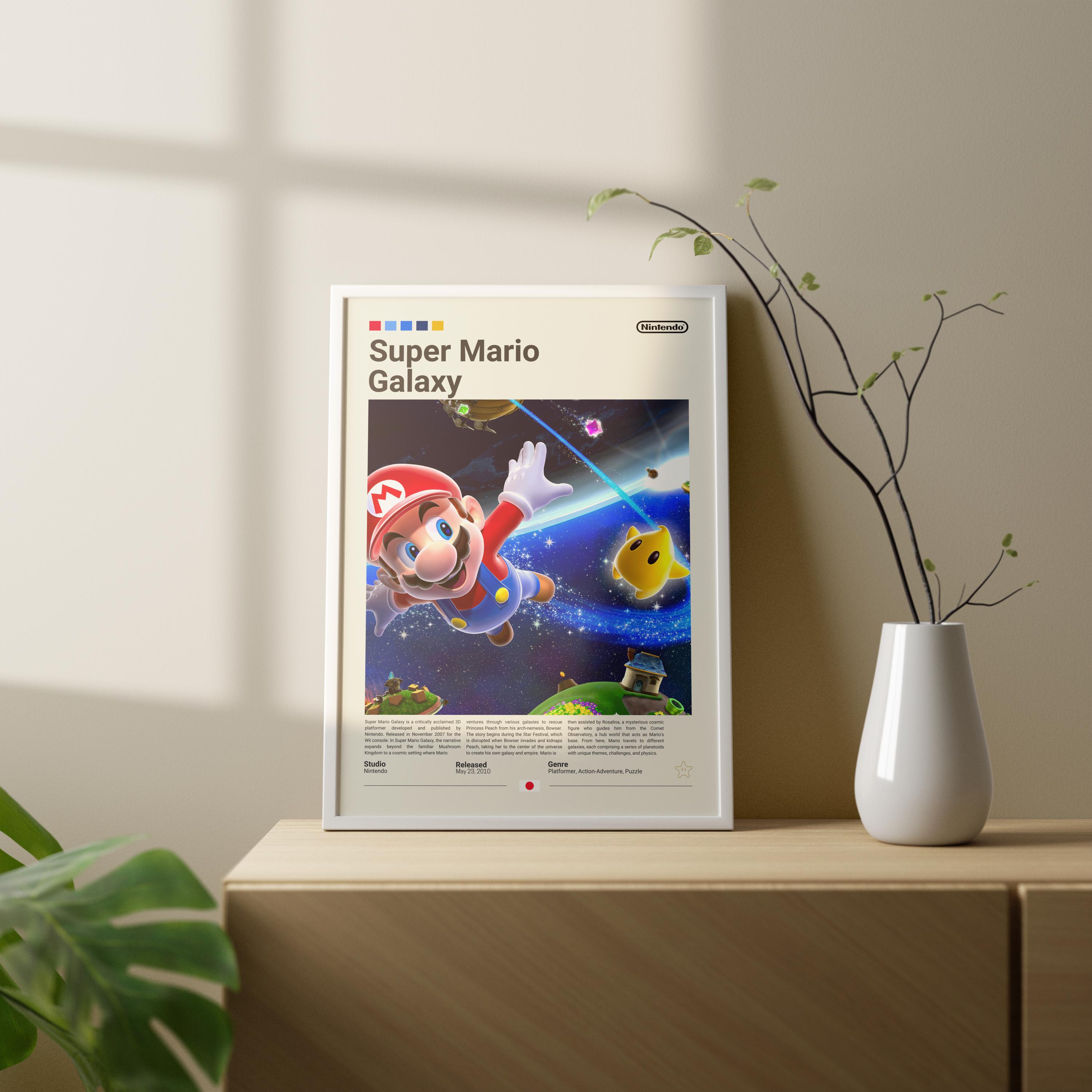 Super Mario Galaxy Poster, Mario Poster, Video Game Poster, Minimalist ...