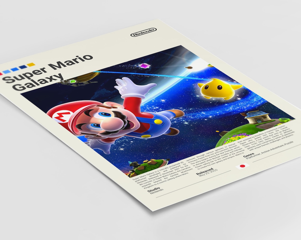 Super Mario Galaxy Poster, Mario Poster, Video Game Poster, Minimalist ...