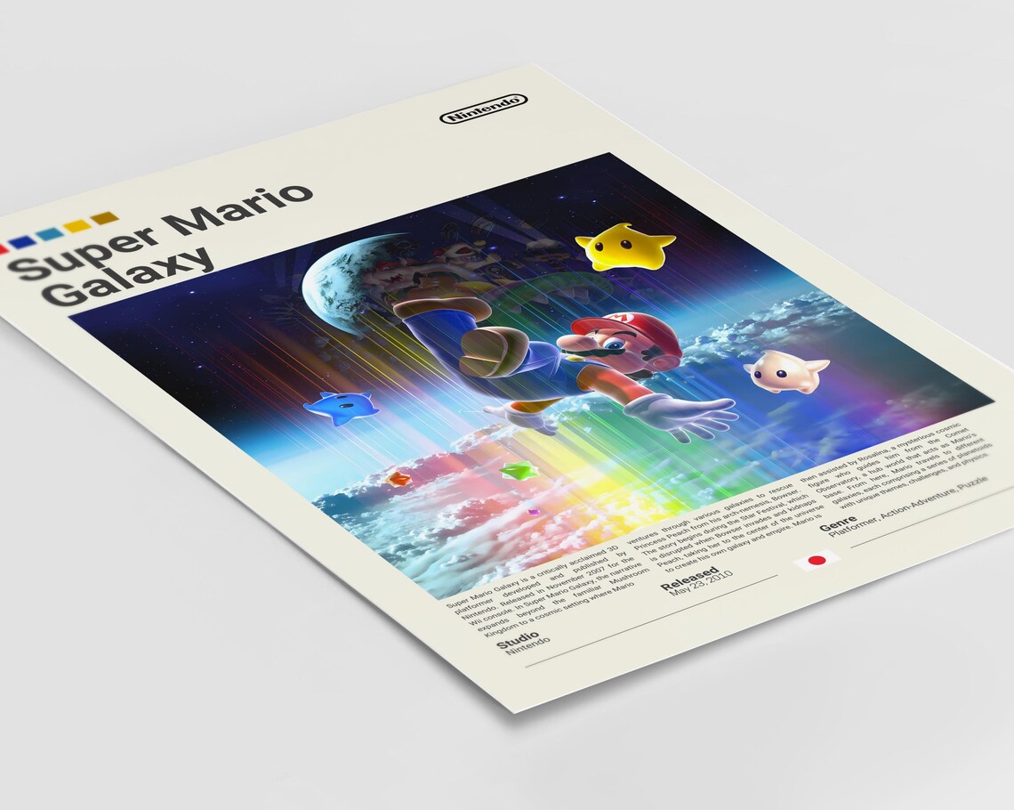 Super Mario Galaxy Poster, Mario Poster, Video Game Poster, Minimalist ...