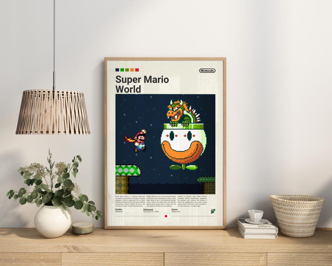 Super Mario World Poster, Mario Poster, Video Game Poster, Minimalist ...