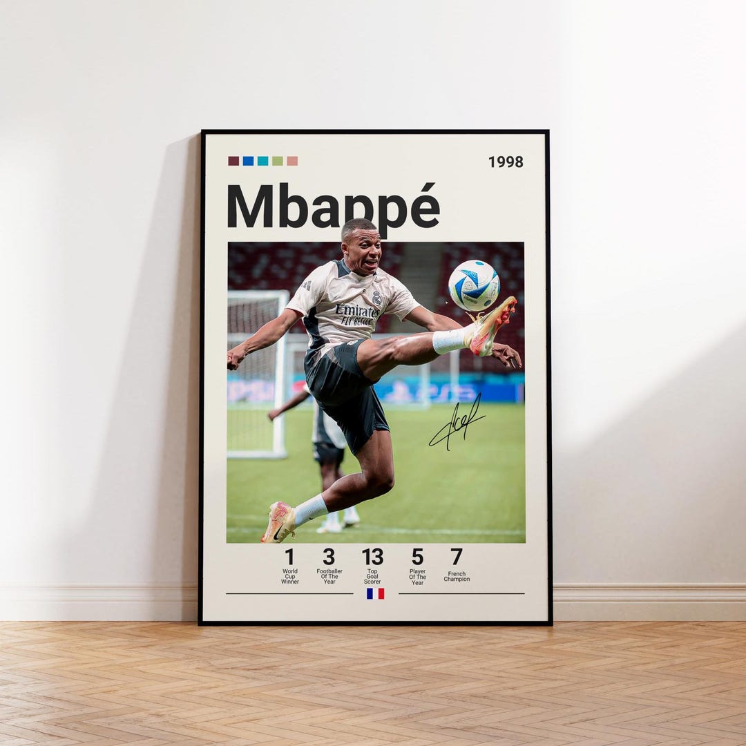 Kylian Mbappe Poster, Real Madrid Print, Mbappe Fan Gift, Soccer Gifts ...