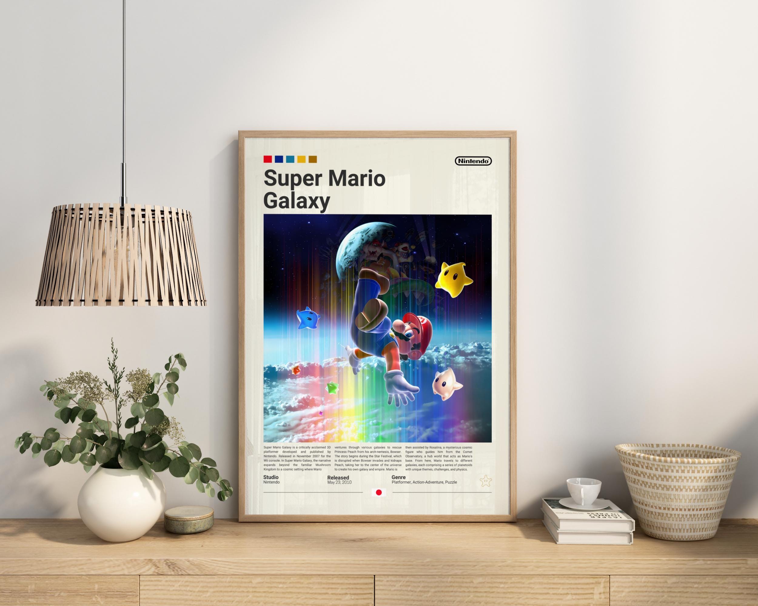 Super Mario Galaxy Poster, Mario Poster, Video Game Poster, Minimalist ...