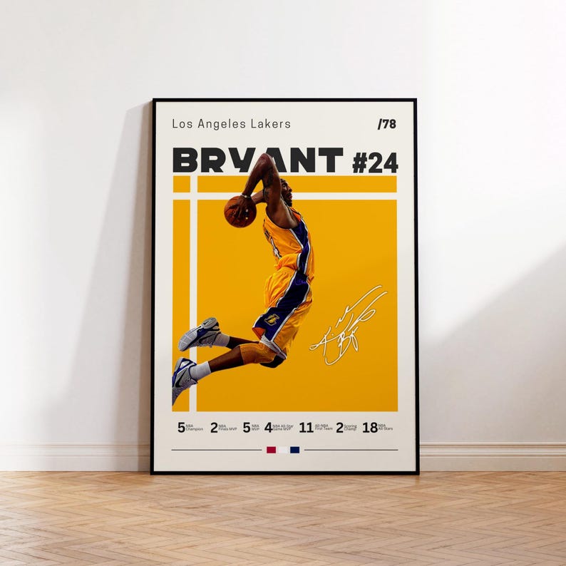 Kobe Bryant Poster, LA Lakers Print, Kobe Fan Gift, Basketball Gifts ...