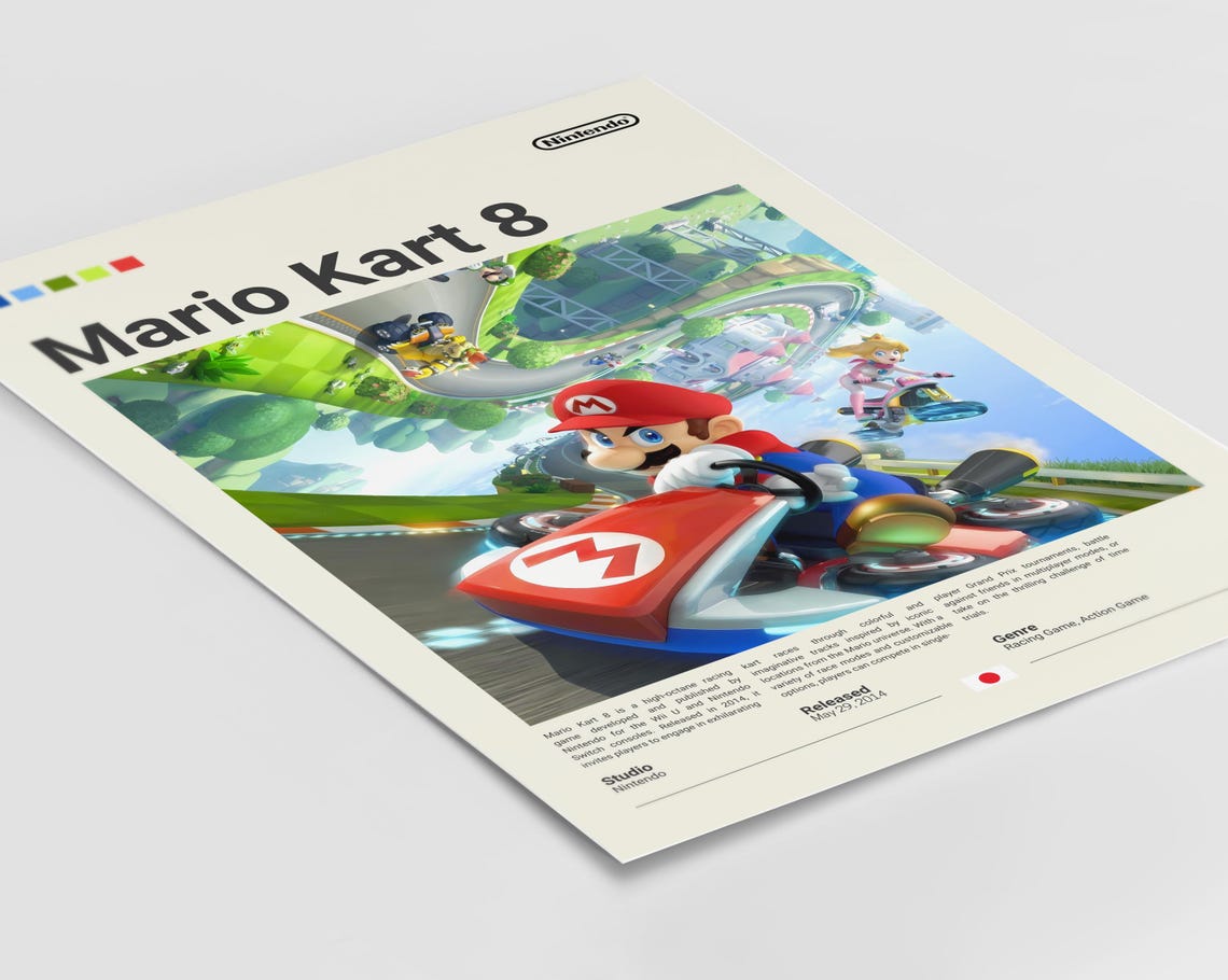 Mario Kart 8 Poster, Mario Fan Gift, Mario Poster, Video Game Poster ...