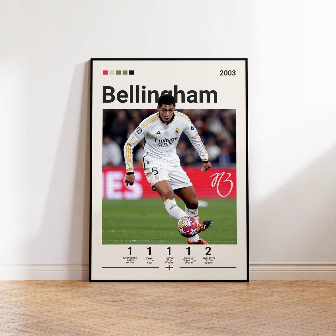 Jude Bellingham Poster, Real Madrid Print, Bellingham Fan Gift, Soccer ...
