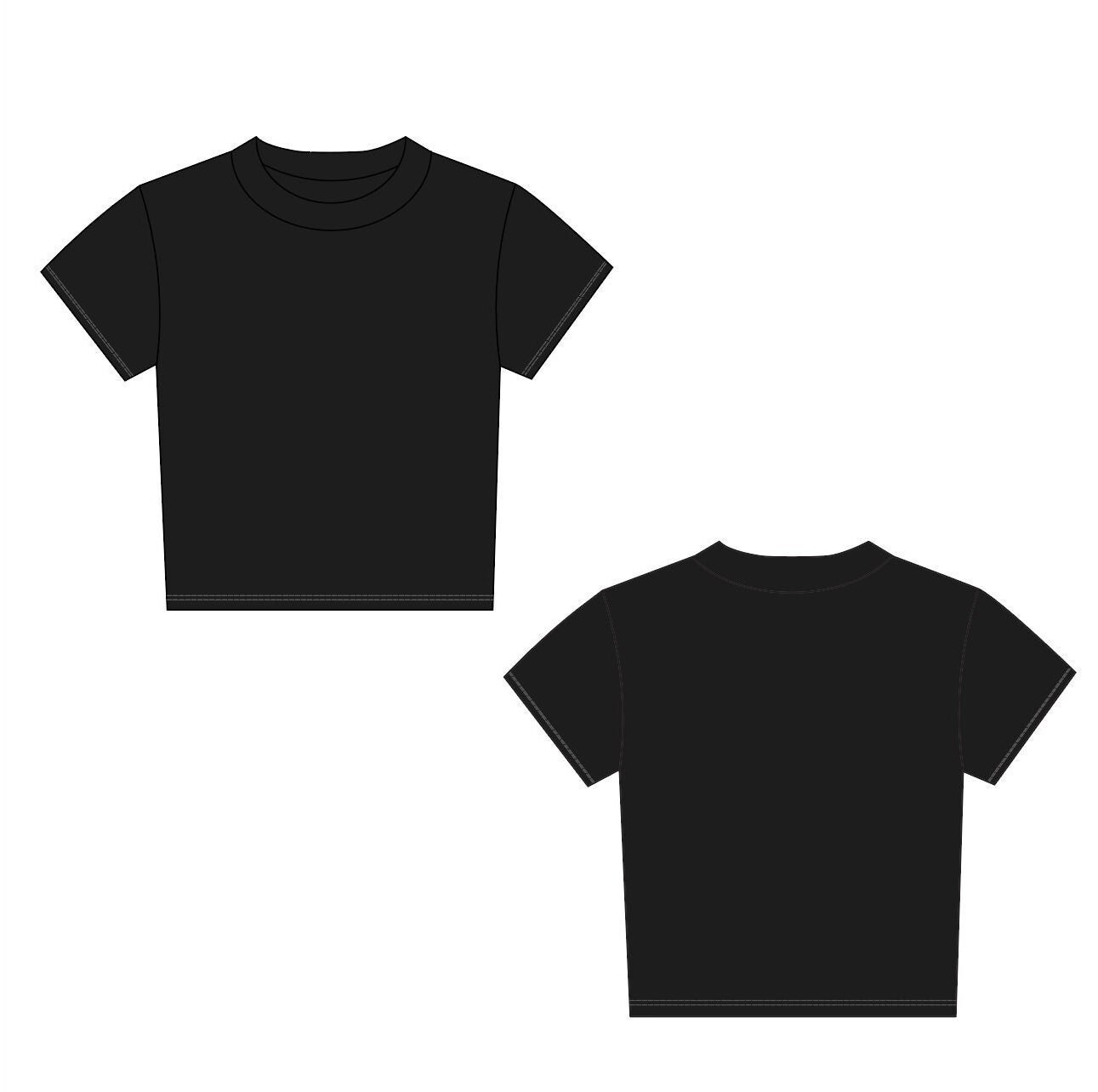 Classic Fitted Crop Top Techpack Mock-up Sample Downloadable File ...