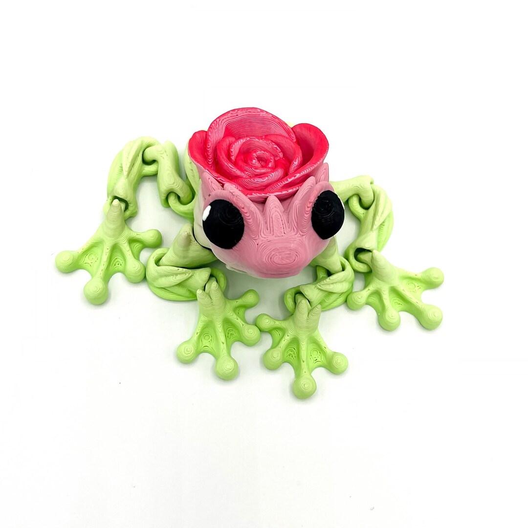 Elegant 3D Rose Frog - Unique Desk Decor, Mystery Colors Handmade ...