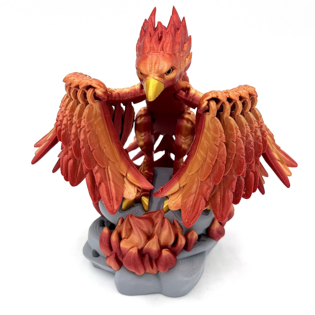 Phoenix Toy - Articulated 3D Printed Figure With Movable Wings & Stand ...