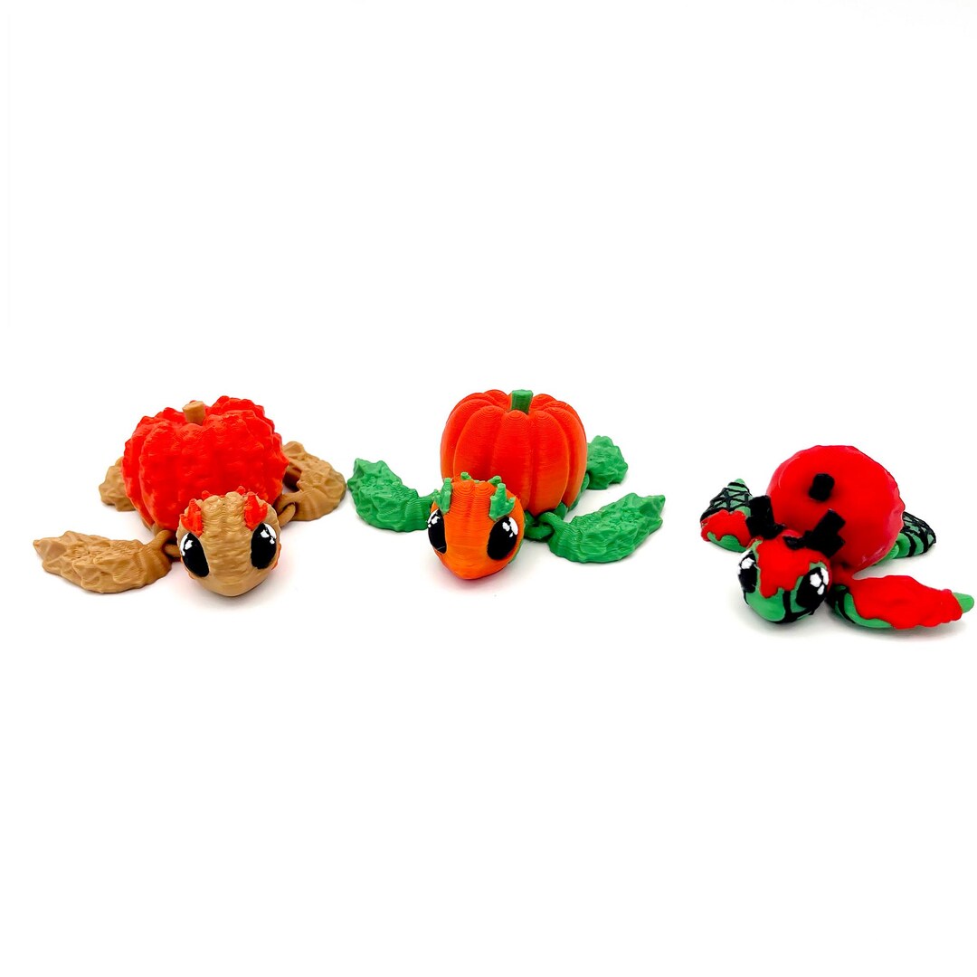 Halloween Pumpkin Turtle Fidget Toy Pack – 3D Printed Critters - Etsy
