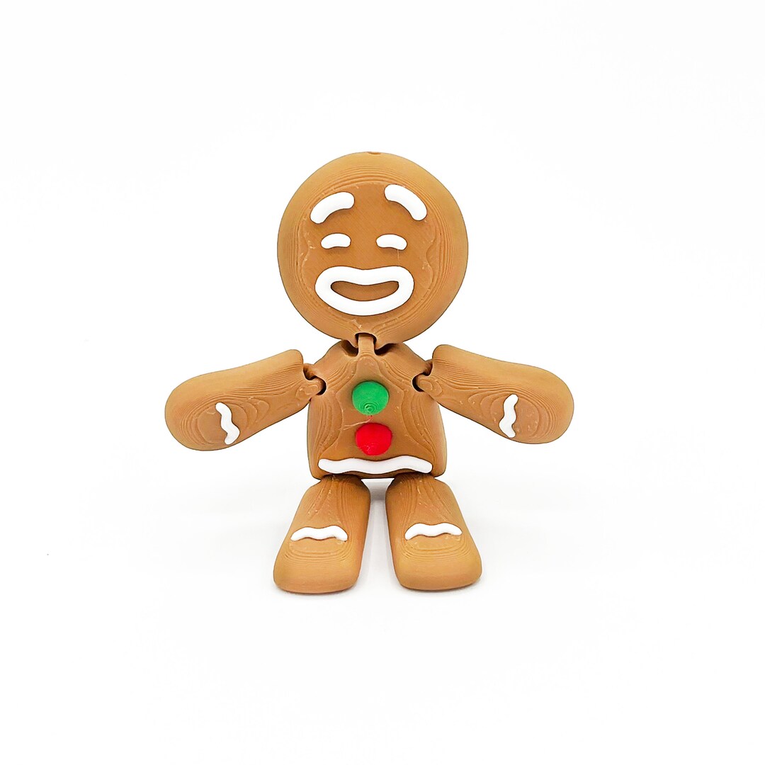 Gingerbread Man 3D Printed Articulated Fidget Toy, Christmas Gift ...