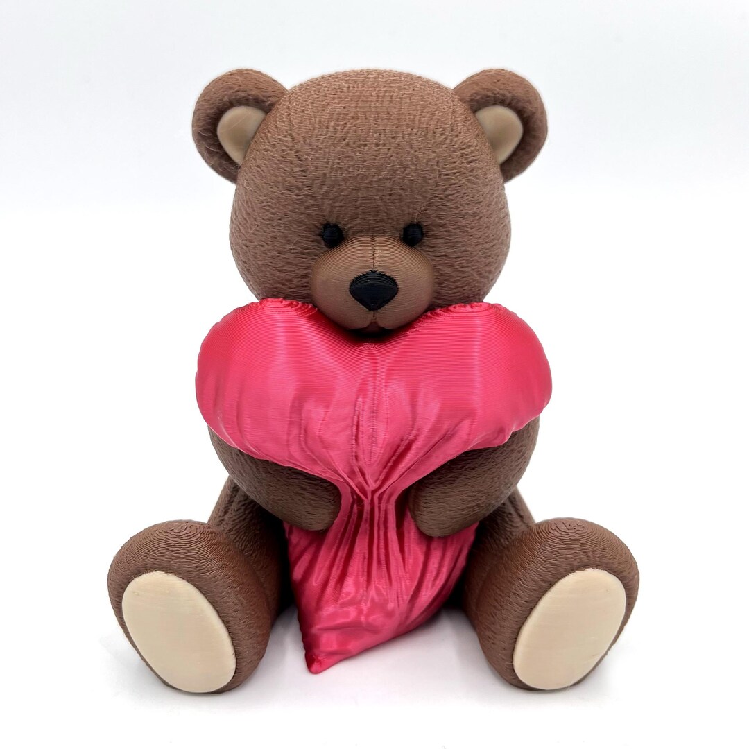 3D Printed Valentine's Day Teddy Bear: Romantic Desk Decor Gift for ...